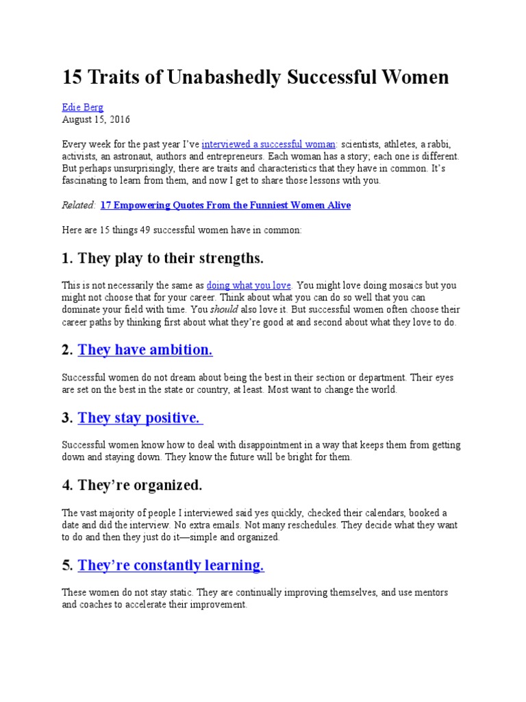 15 Traits of Unabashedly Successful Women | PDF