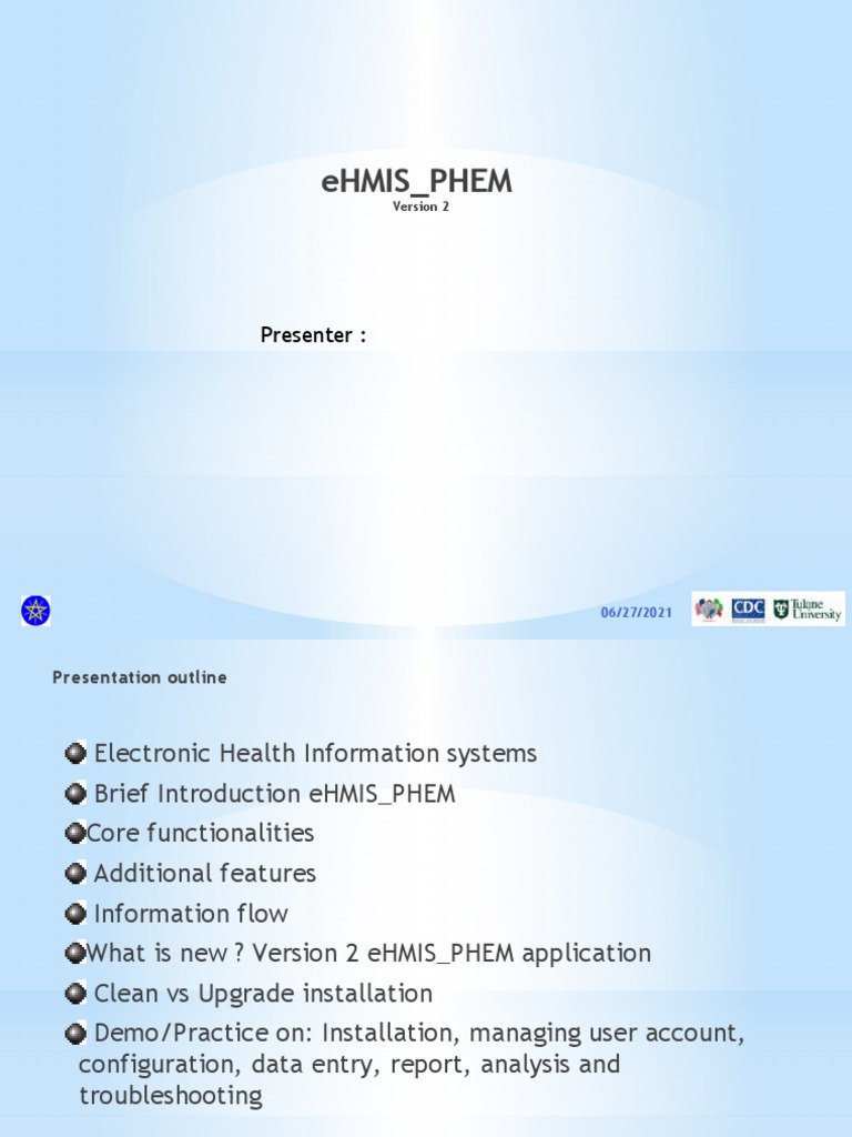 eHMIS_PHEM Version 2 Overview | PDF | Surveillance | User Interface