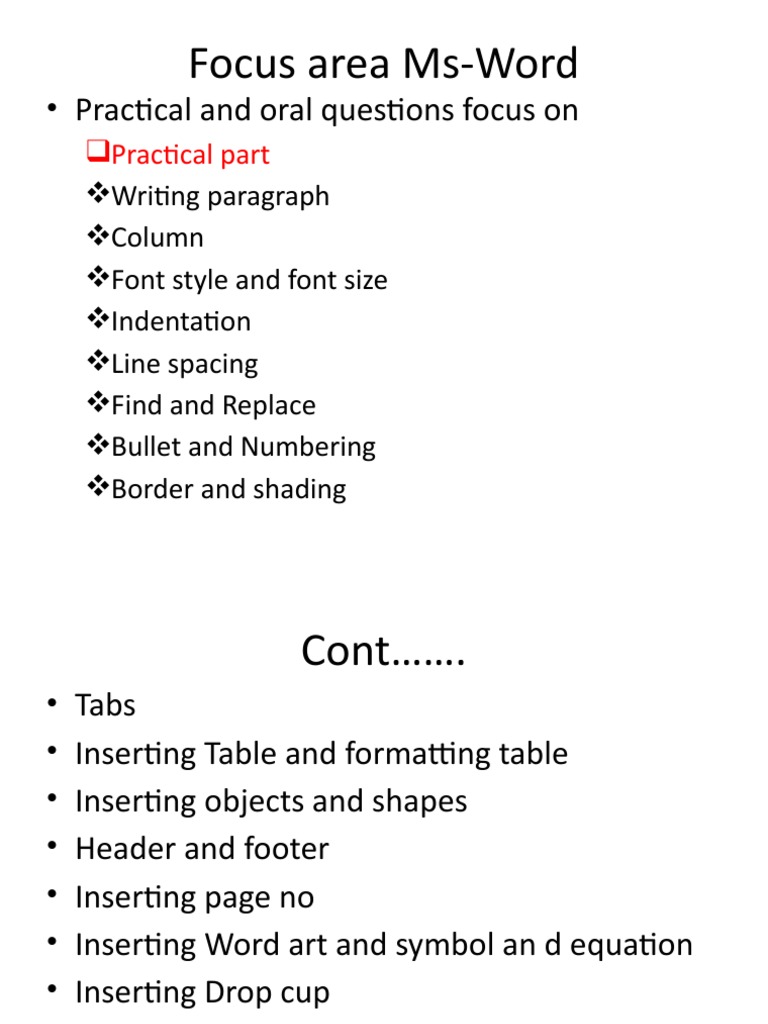 6 Focus Area Ms Word | PDF