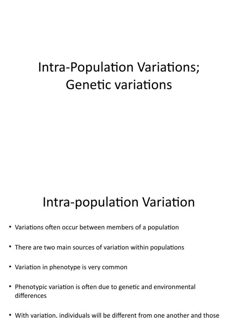 Intra-Population Genetic Variations | PDF | Genetic Diversity | Genetics
