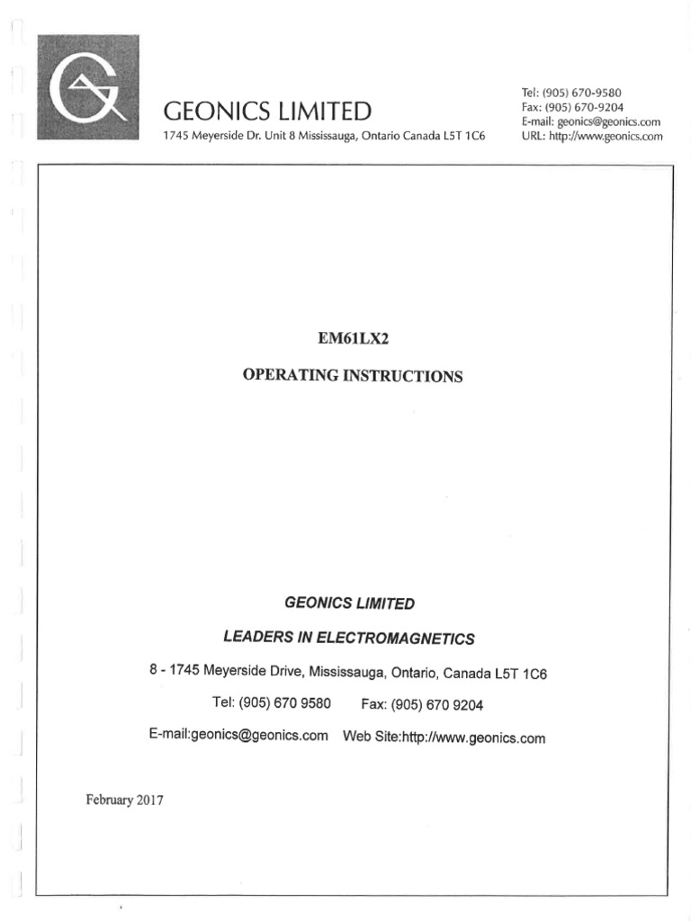 Geonics EM61 LX2 Operating Instructions | PDF