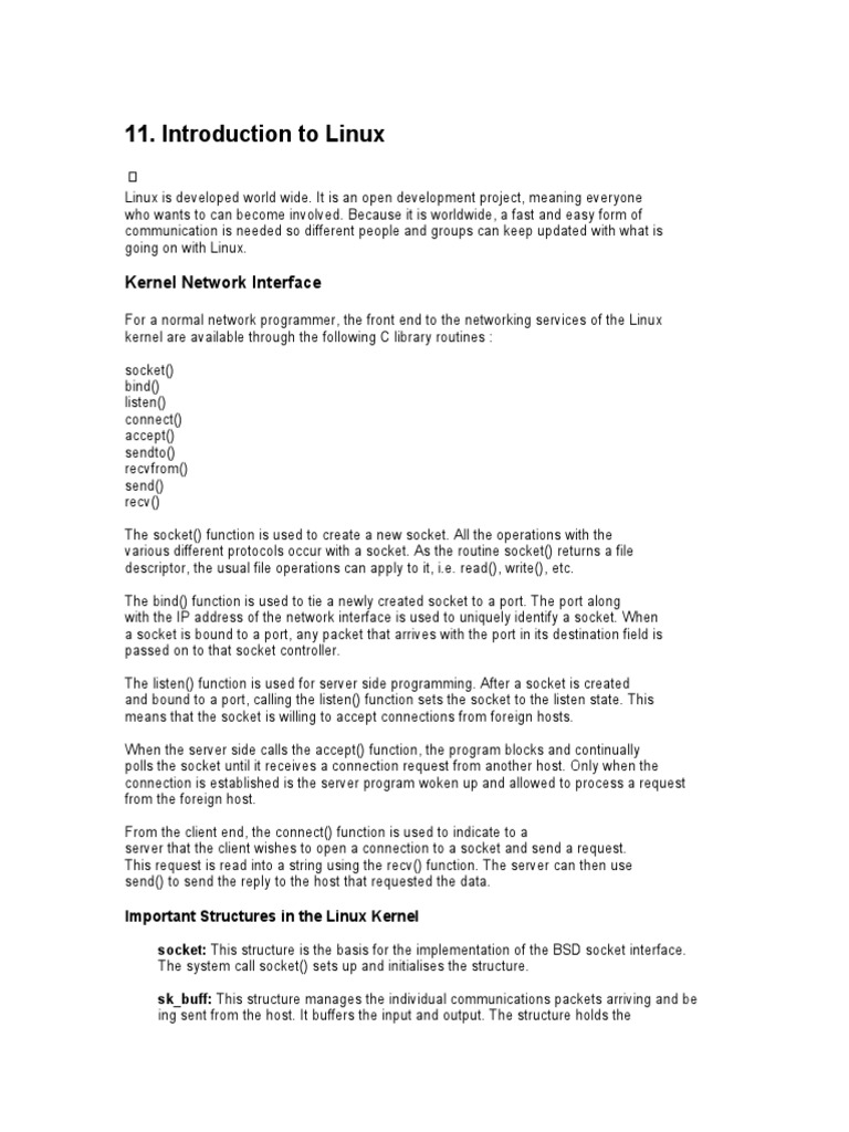 Introduction To Linux: Kernel Network Interface | PDF | Transmission ...