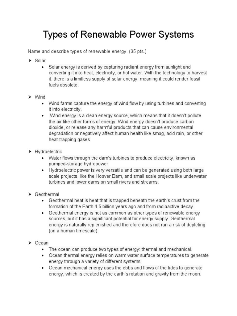 Types of Renewable Energy Sources Explained | PDF | Biomass | Renewable ...