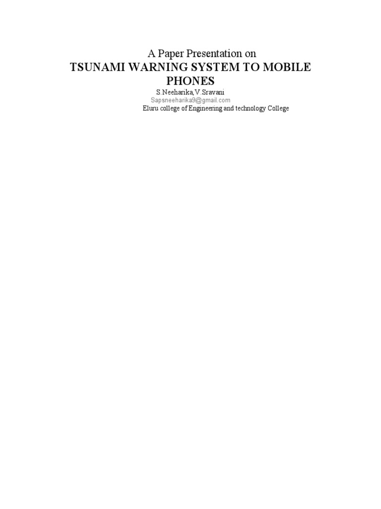 Tsunami Warning System To Mobile Phones 1 | PDF | Tsunami ...