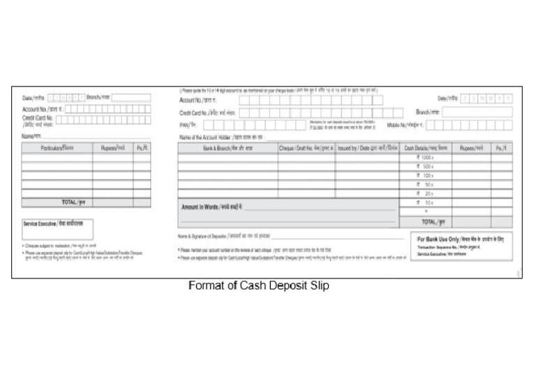 Format of Cash Deposit Slip | PDF