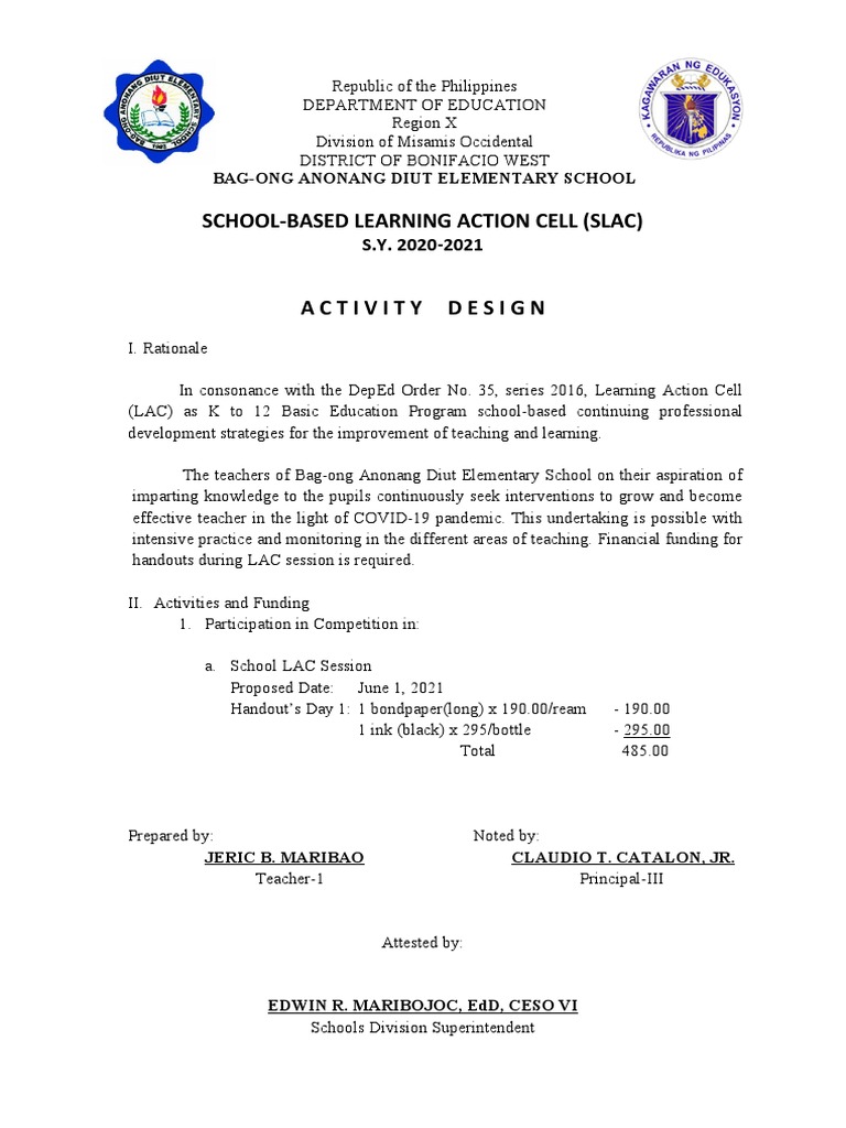 School-Based Learning Action Cell (Slac) : Bag-Ong Anonang Diut ...
