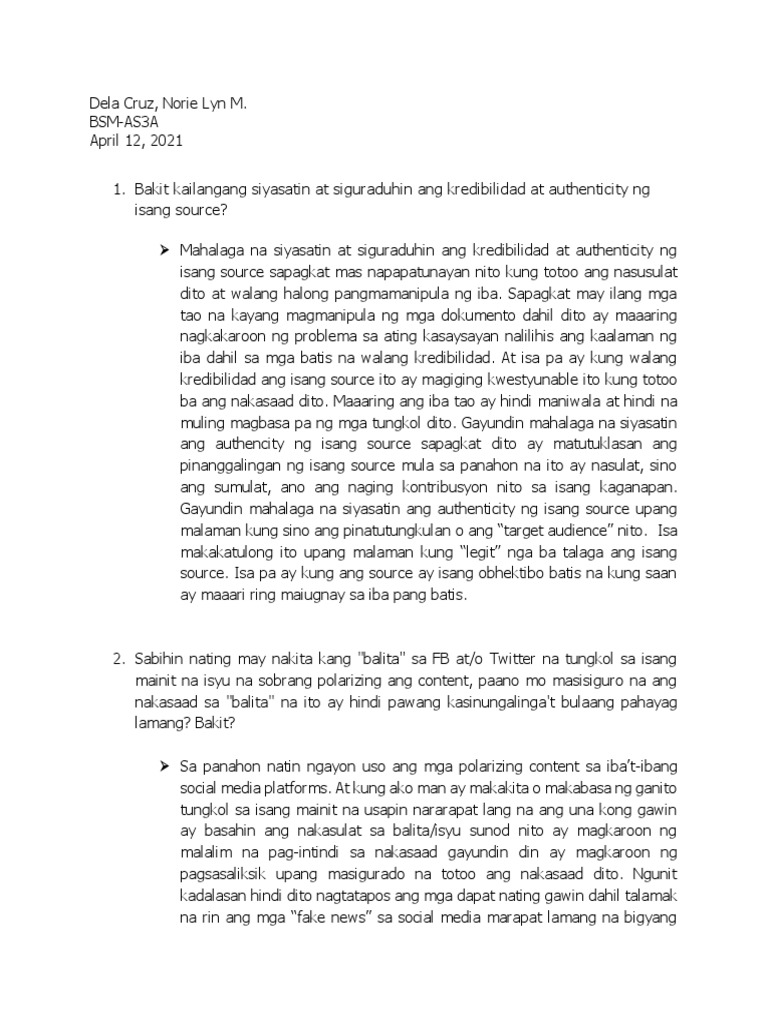 Dela Cruz, Norie Lyn M. (Kalokohan#2) | PDF