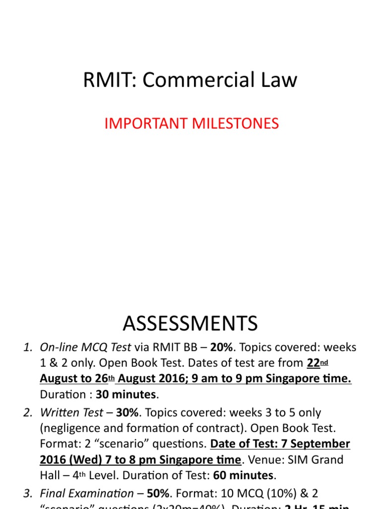 RMIT Commercial Law Assessment Guide | PDF | Business | Technology ...