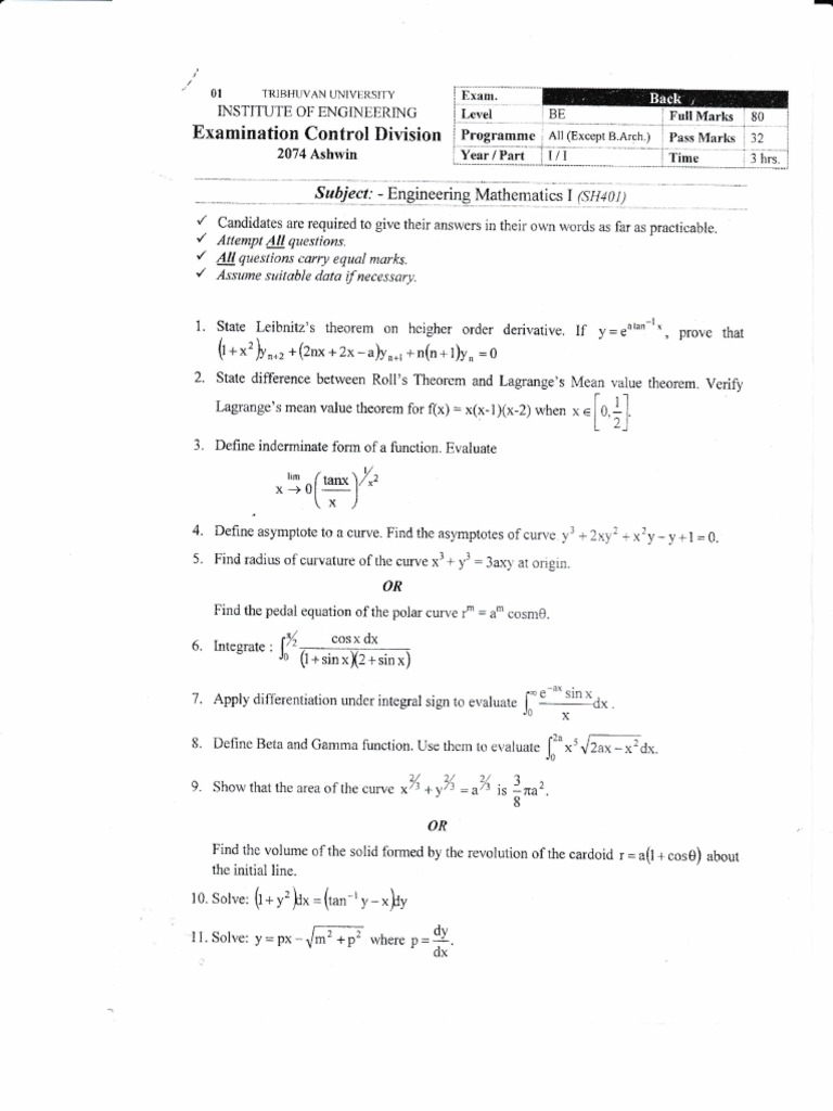 Engineering Mathematics I | PDF | Mathematical Objects | Geometric Shapes