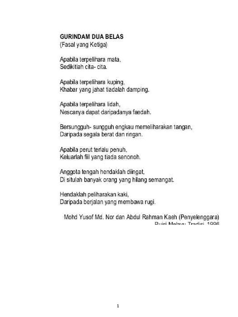 Gurindam Dua Belas | PDF