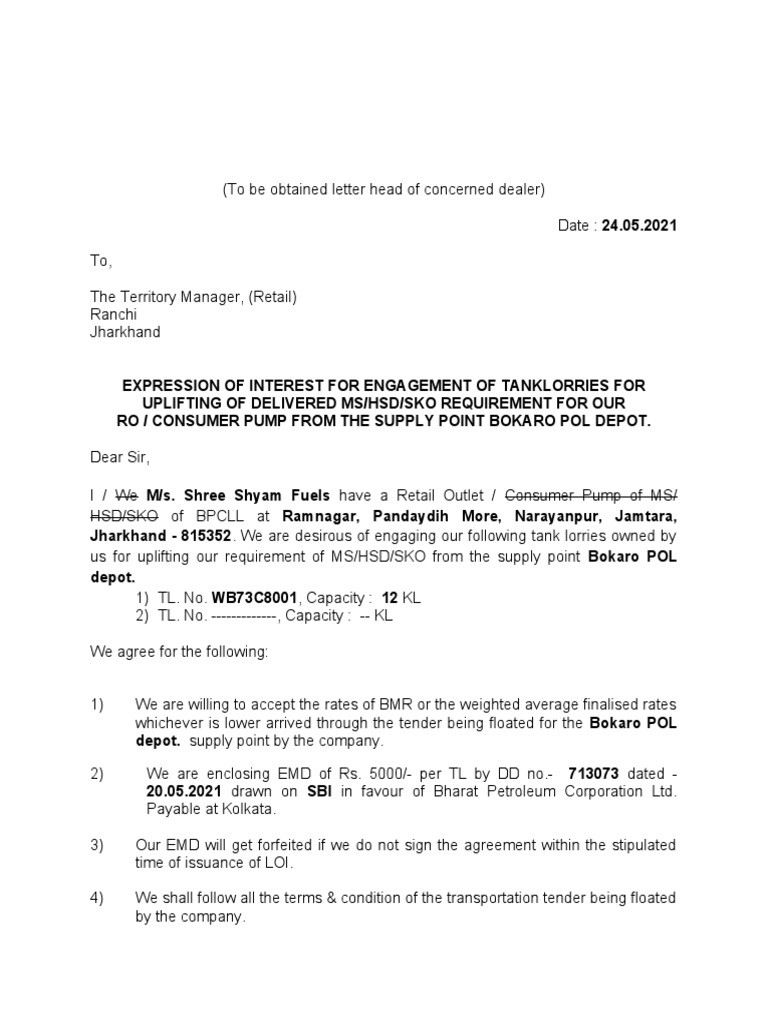 Expression of Interest Tpters Affidavit - New Tender | PDF | Affidavit ...