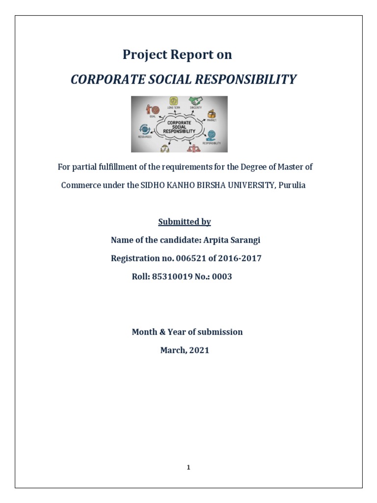 Corporate Social Responsibility: Project Report On | Download Free PDF | Corporate Social ...
