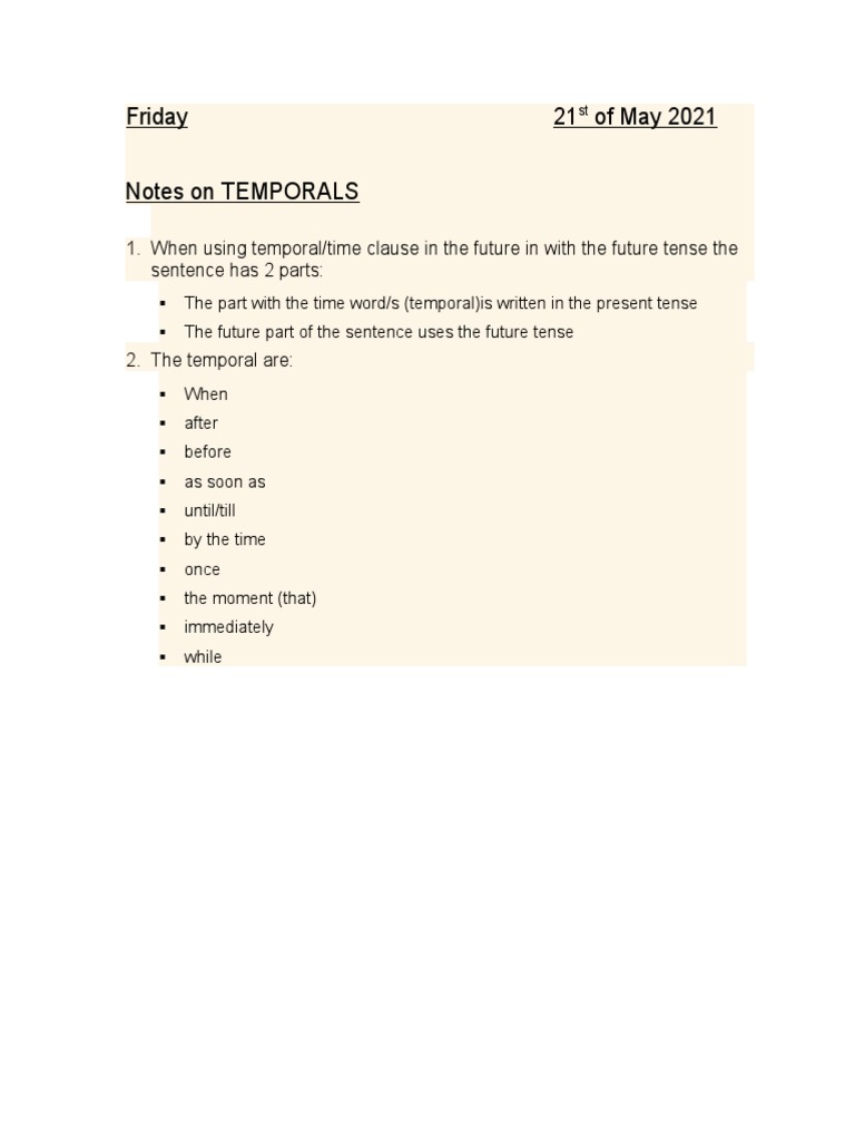 Notes On Temporals | PDF