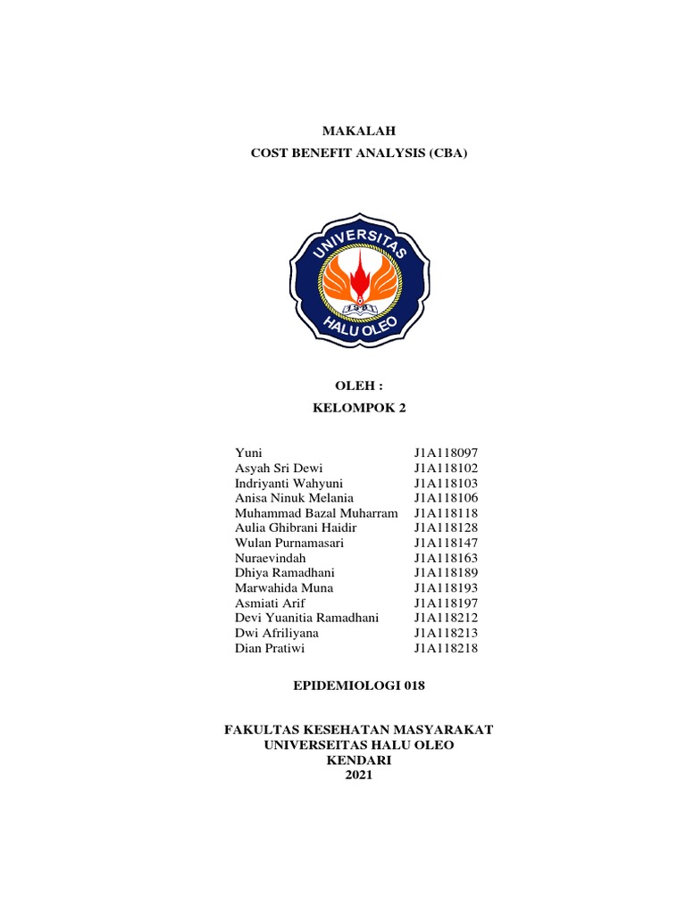 Kelompok 2 - Cost Benefit Analysis (Cba) - Ekokes - Epid 018 | PDF Kelompok 2 - Cost Benefit Analysis (Cba) - Ekokes - Epid 018 | PDF