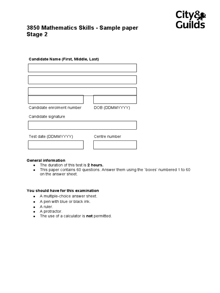Stage - 2 Sample Paper | Download Free PDF | Prices | Teaching Mathematics