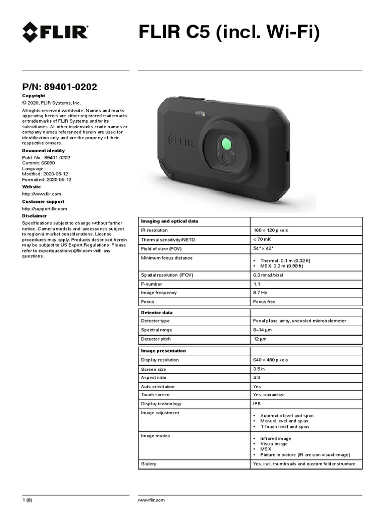 FLIR C5 (Incl. Wi-Fi) | PDF | Electromagnetic Compatibility | Field Of View