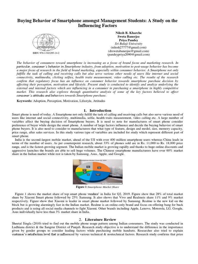 Buying Behavior of Smartphone Amongst Management Students: A Study On ...