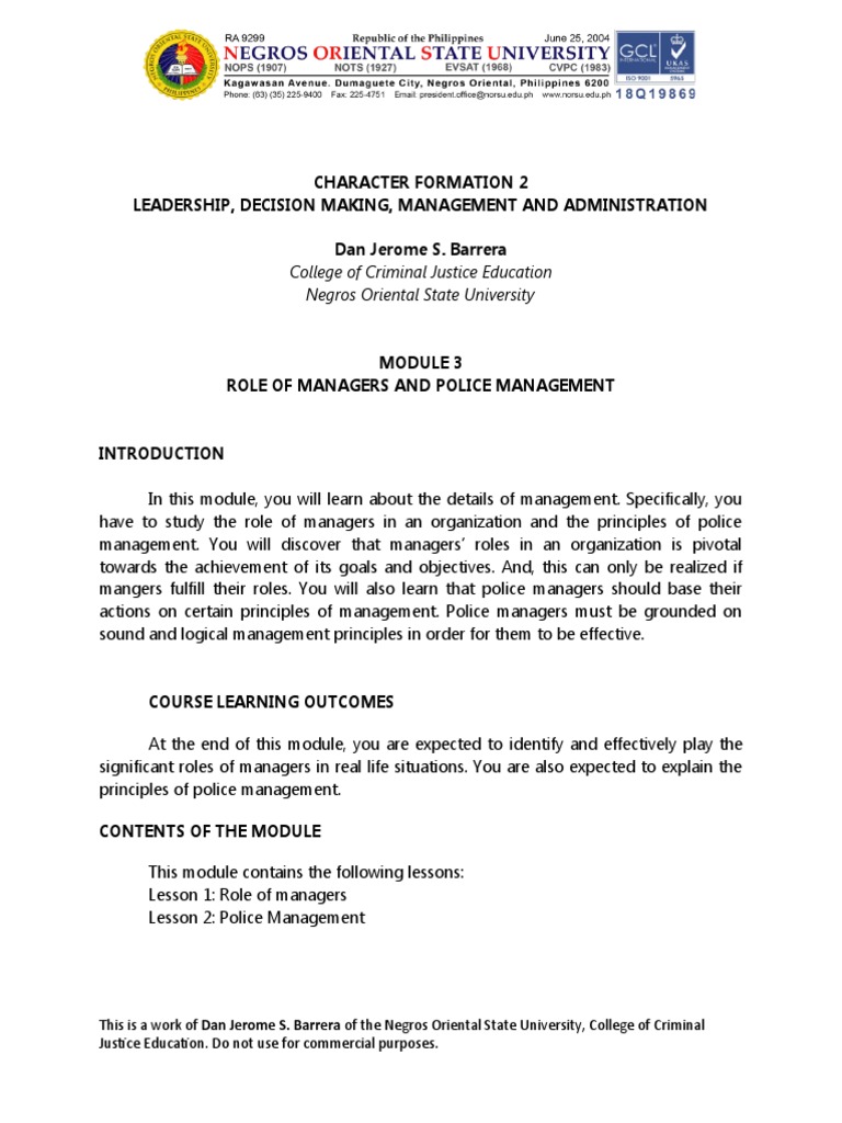 CFLM2 - Module 3 | PDF | Police | Police Officer