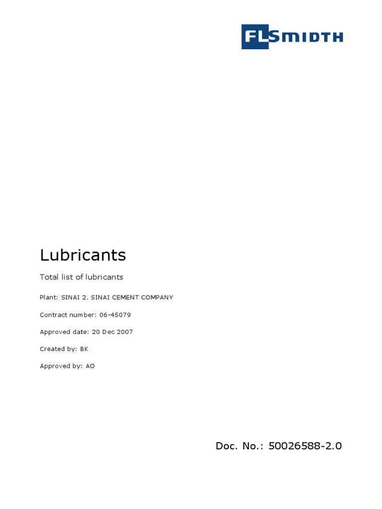 Lubrication List | PDF | Belt (Mechanical) | Manufactured Goods