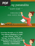 Halimbawa NG Tayutay, Mga Uri NG Tayutay, Atbp. | PDF