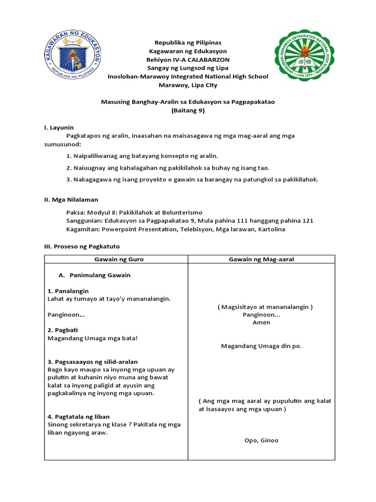 Lesson Plan 7A (Modyul 8 Pakikilahok) | PDF