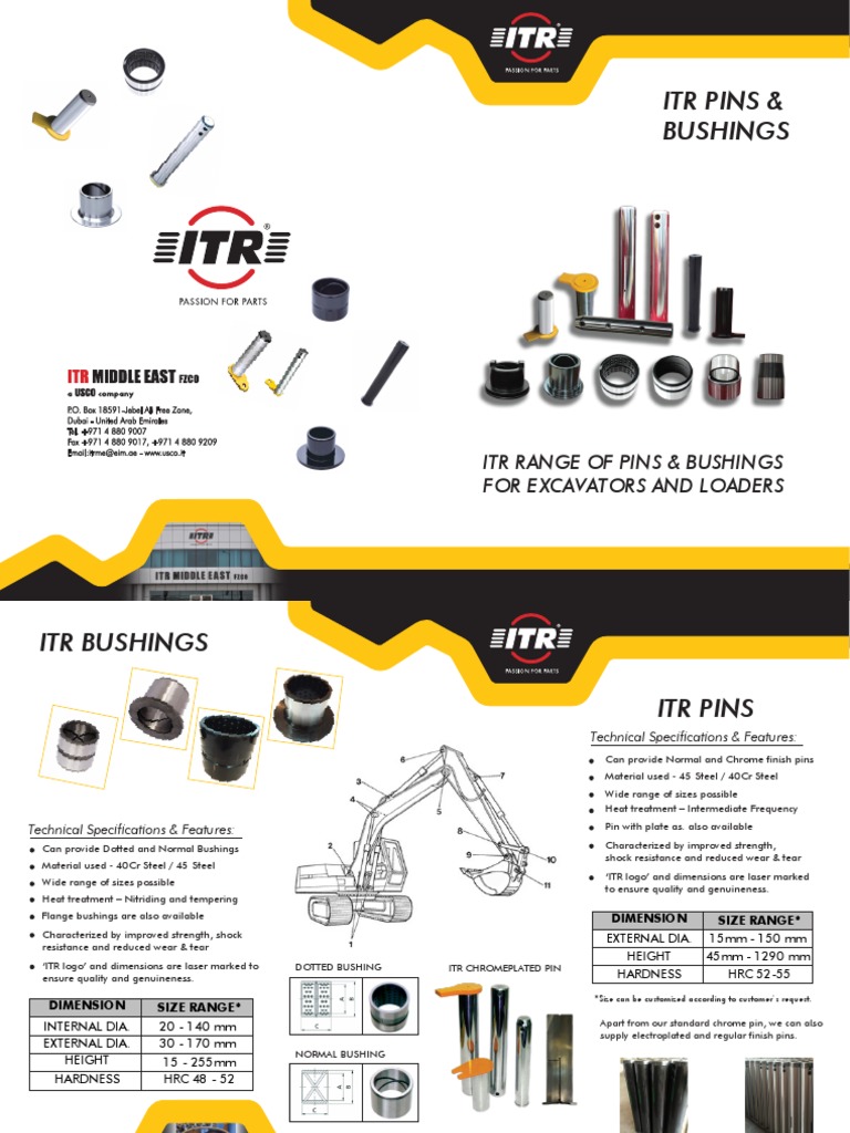 Itr Range of Pins & Bushings For Excavators and Loaders | PDF | Heat ...