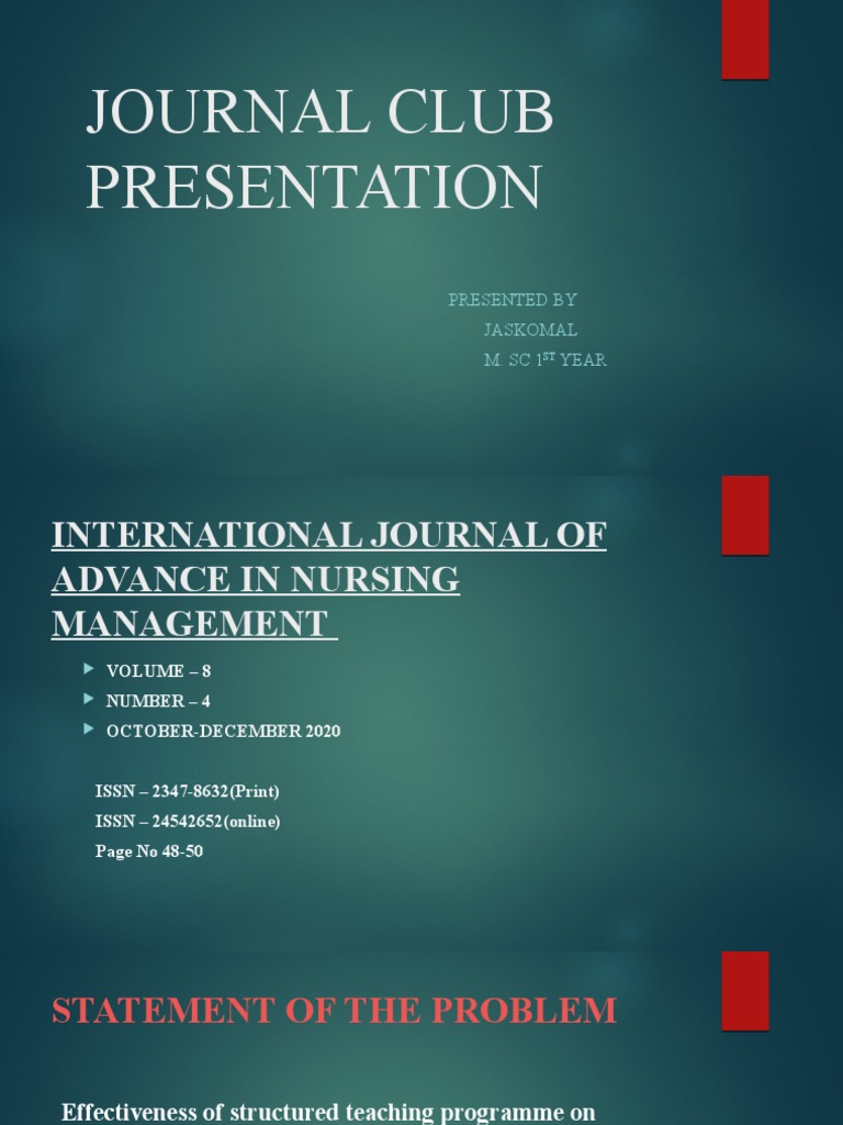 Journal Club Presentation | PDF | Clinical Medicine | Medicine