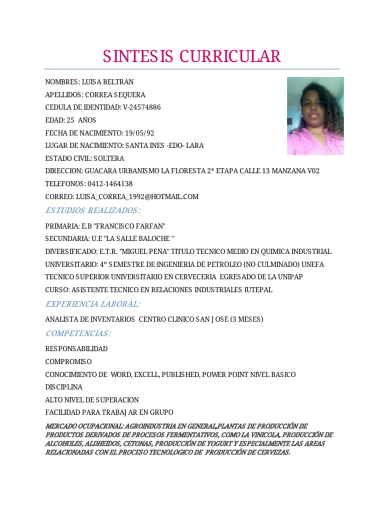 Curriculum Vitae Luisa | PDF
