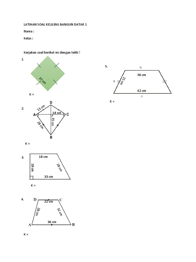 Latihan Soal Keliling Bangun Datar 2 | PDF
