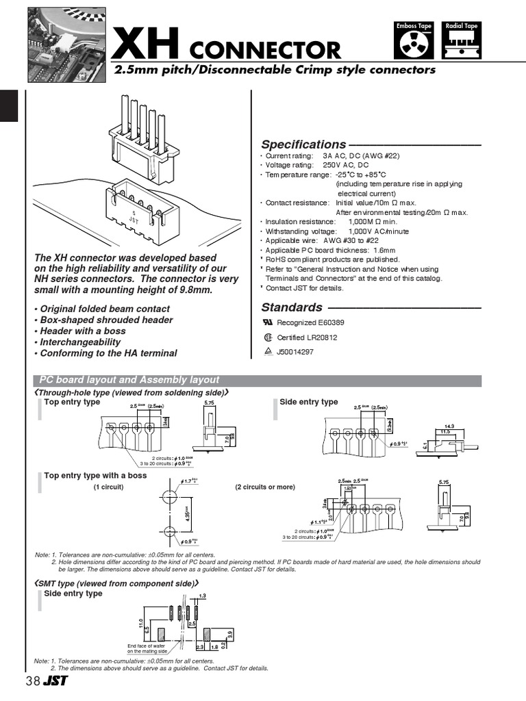 JST XH | PDF | Electrical Connector | Printed Circuit Board
