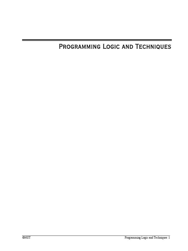  niit Programming Logic And Techniques 1 PDF Computer Programming 