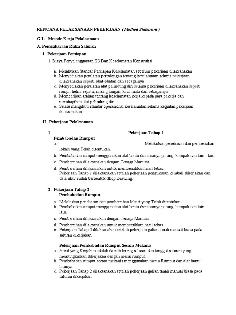 Metode Pekerjaan (Method Statement) | PDF
