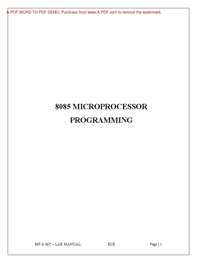 8085 Microprocessor Programming | PDF | Central Processing Unit ...