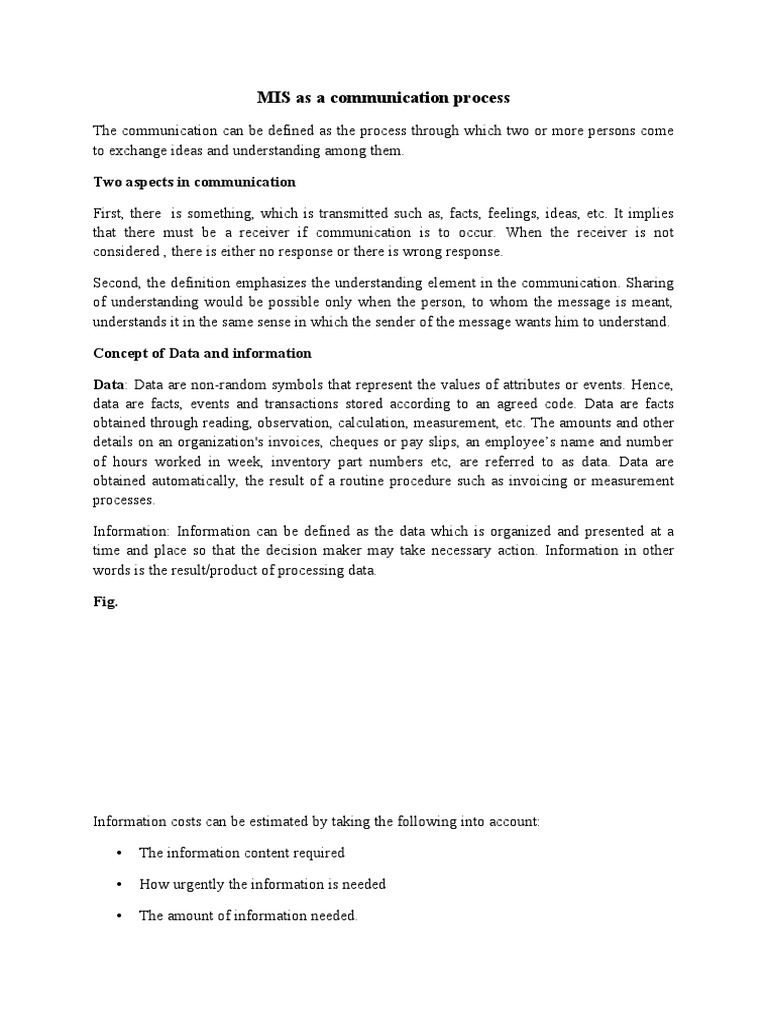 MIS As A Communication Process | Download Free PDF | System | Information