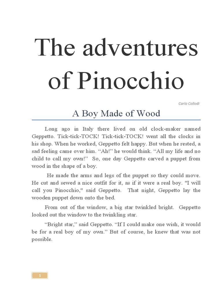 The Adventures of Pinocchio | PDF | Italian Children's Literature ...
