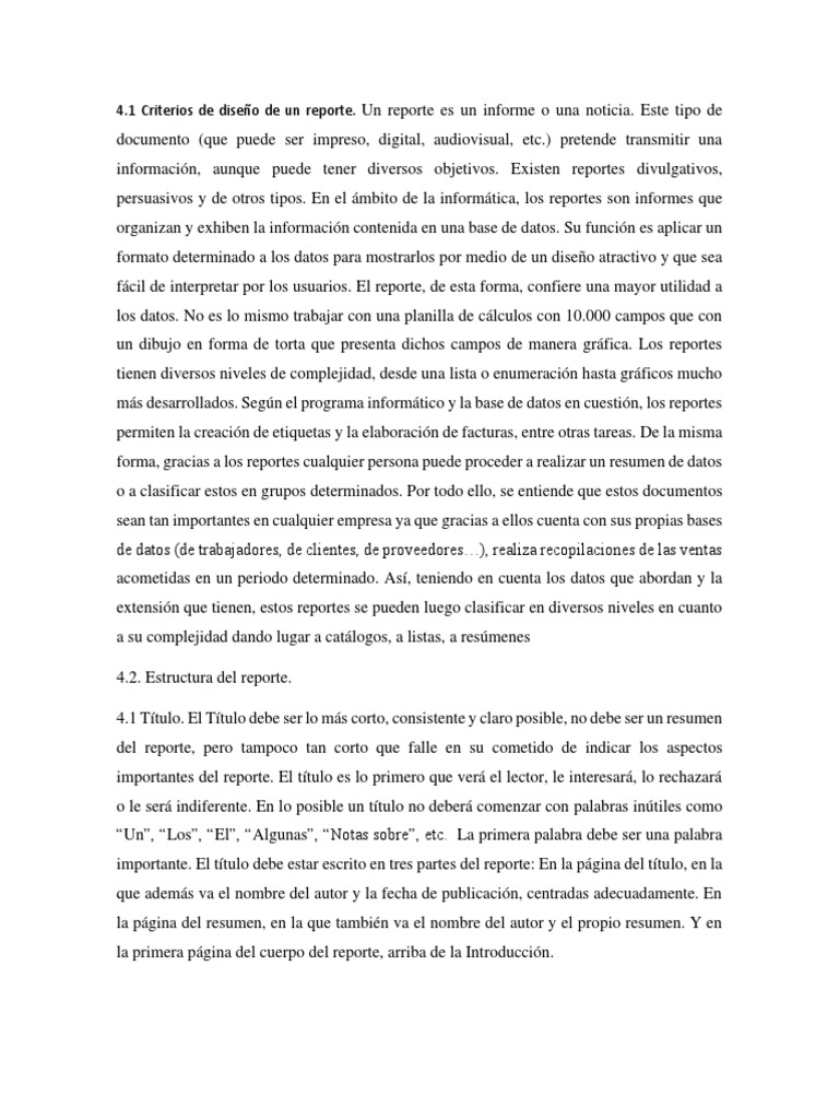 UNIDAD 4. Generación de Reportes | PDF | Teoría | Información