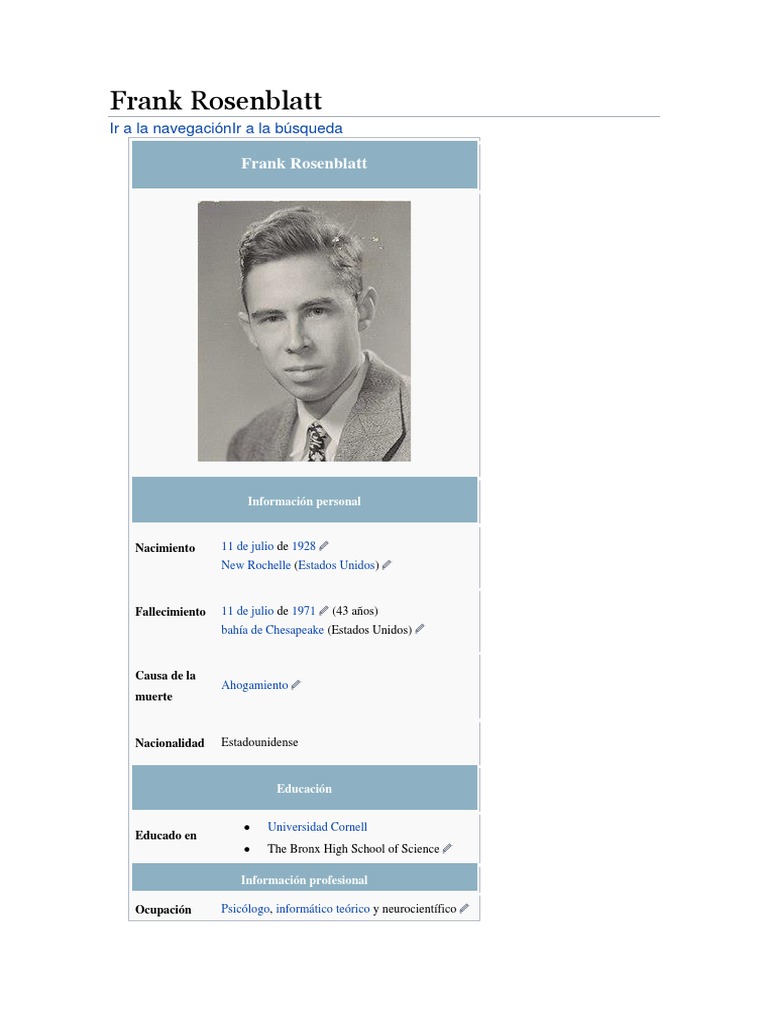 Frank Rosenblatt | PDF | Aprendizaje | Conceptos psicologicos