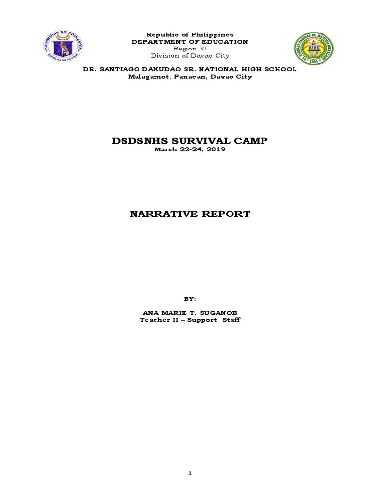 Survival Camp Narrative Report 2019 | PDF | Scouting | Youth Organizations