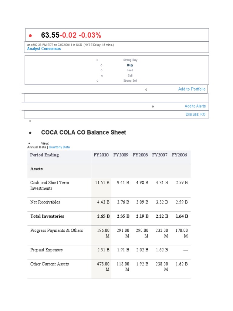 Coca-Cola Q2 FY 2010 Financial Overview | PDF | Financial Economics ...