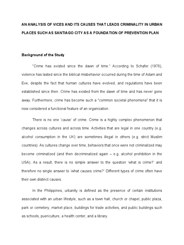 Causes and Prevention of Vices That Leads To Criminality in Santiago ...