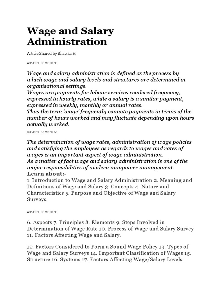 Wage and Salary Administration | PDF | Salary | Wage