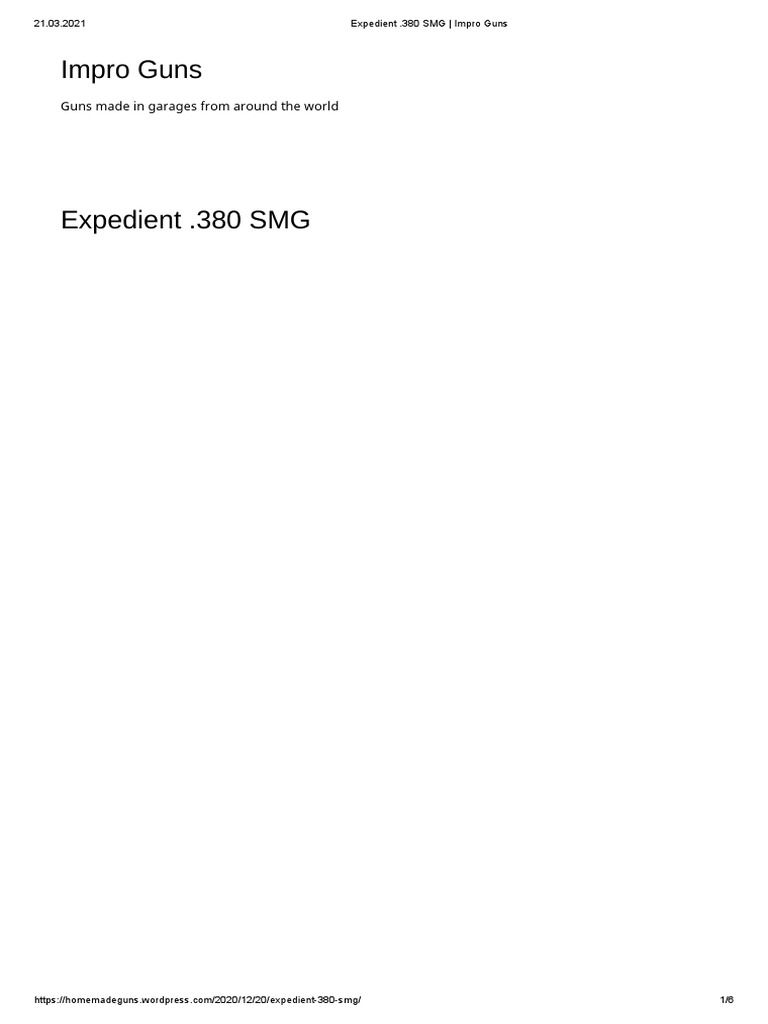 Expedient .380 SMG - Impro Guns | PDF | Gun | Military Technology
