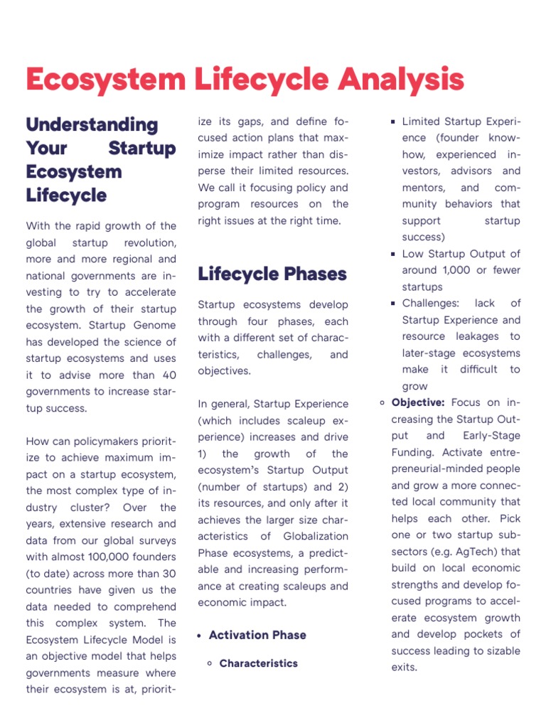 Ecosystem Lifecycle Analysis Pdf Startup Company Small Business