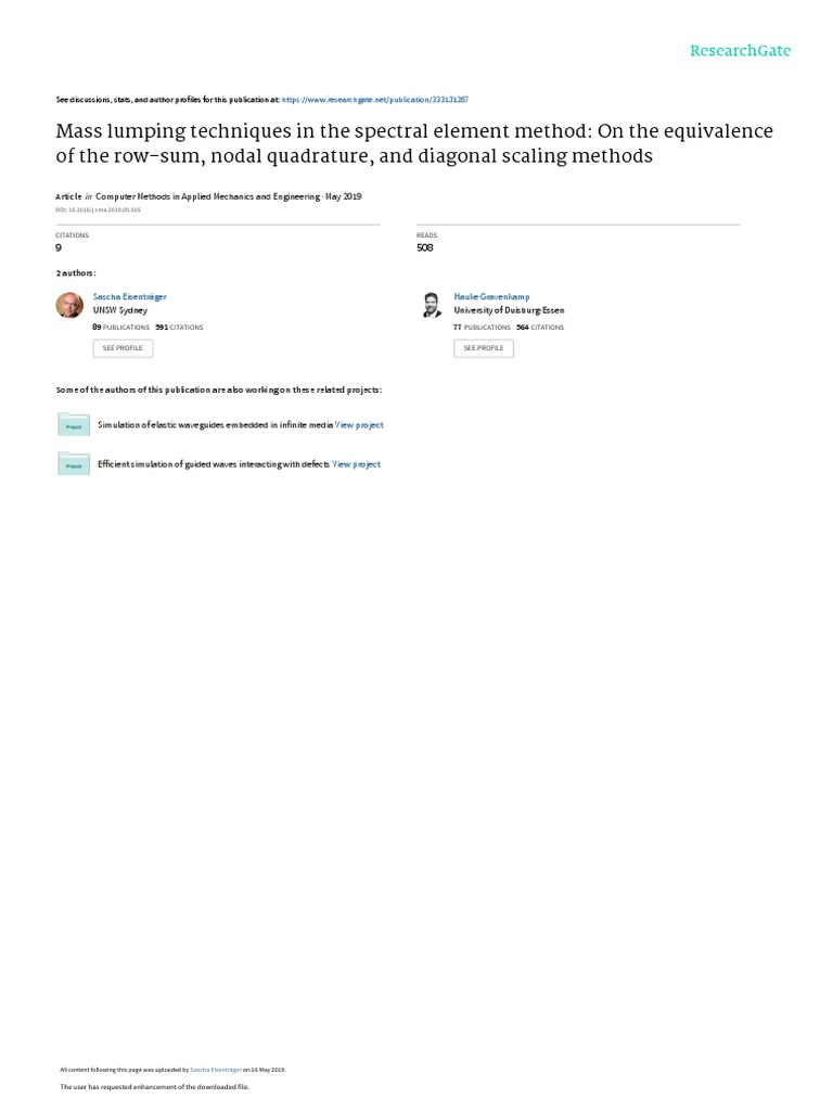 Mass Lumping Sem Preprint Download Free Pdf Finite Element Method Integral