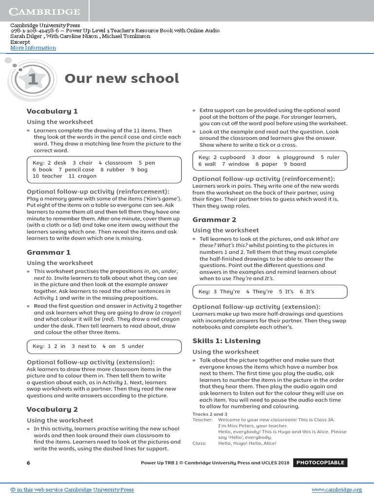Power Up Level 1 Teachers Resource Book Sample | PDF | Classroom | Learning