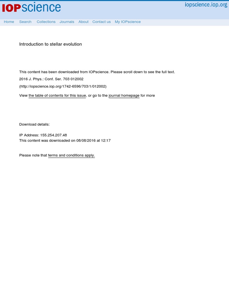 Introduction To Stellar Evolution | PDF | Stars | Nuclear Fusion