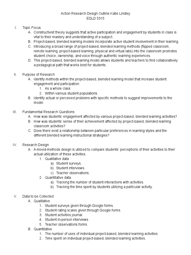 Action Research Outline | PDF | Project Based Learning | Perception