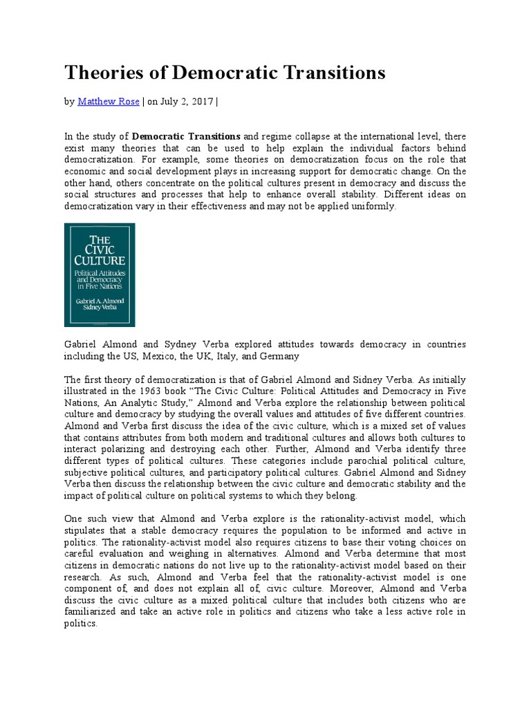 Theories of Democratic Transitions | PDF | Democratization ...