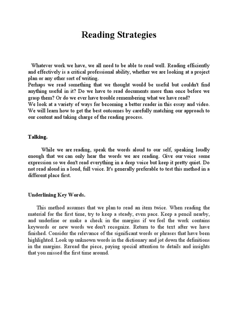 Reading Strategies | PDF | Speed Reading | Human Nature