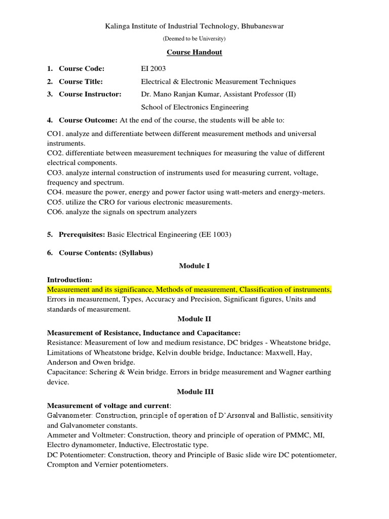 Course Handout E&EMT | Download Free PDF | Physical Quantities ...
